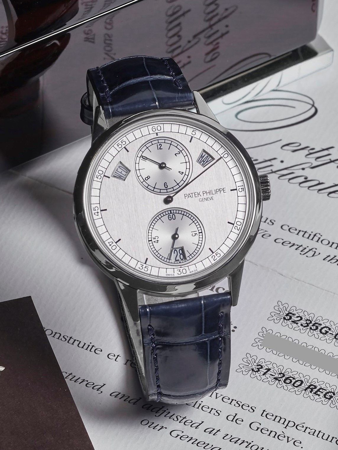 Bonhams : PATEK PHILIPPE REF.5235G-001, A WHITE GOLD AUTOMATIC ANNUAL ...