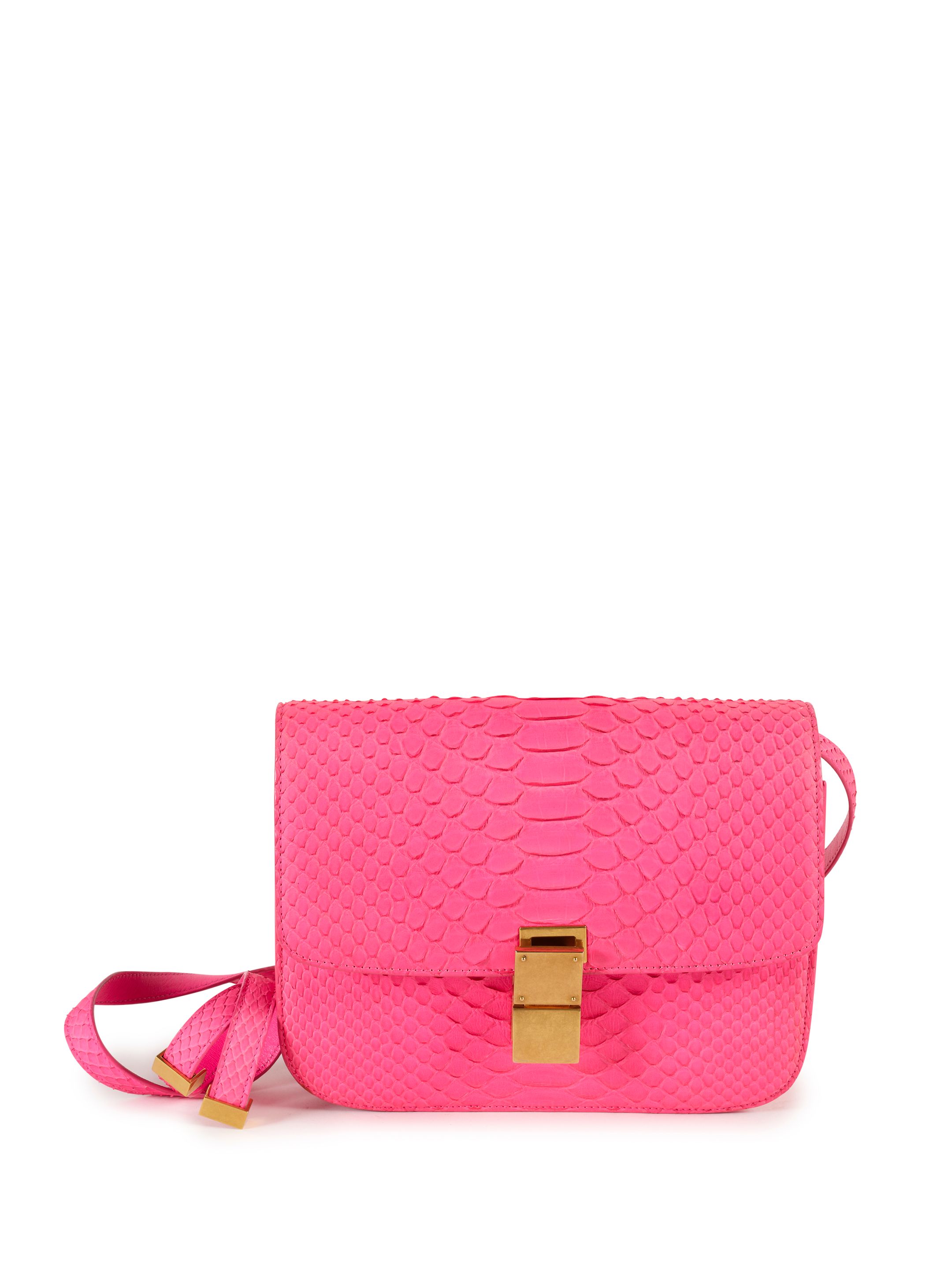 Bonhams : CELINE PINK PYTHON LEATHER SMALL CLASSIC BOX BAG (includes ...
