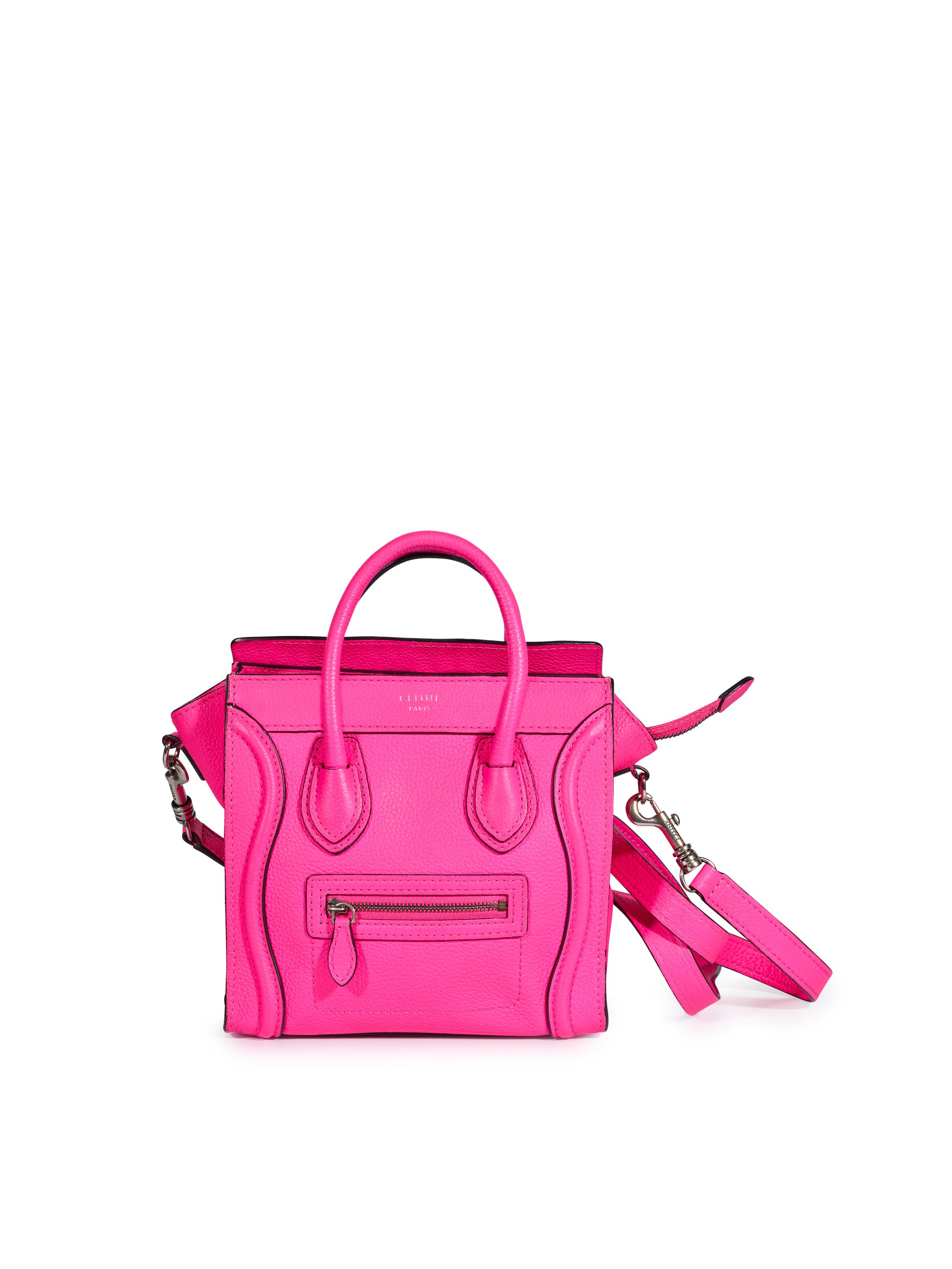 Bonhams : CELINE NEON PINK LEATHER NANO LUGGAGE TOTE WITH RUTHENIUM ...