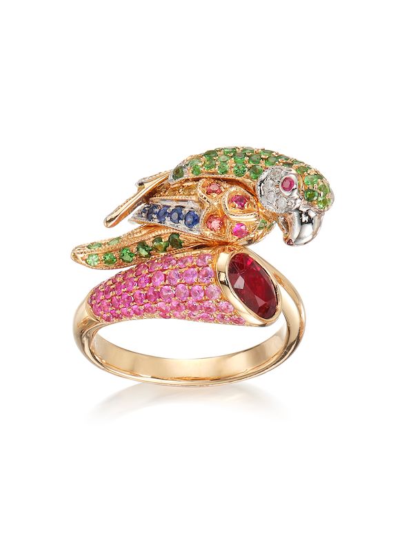 Bonhams : GEM-SET AND DIAMOND 'PARROT' RING