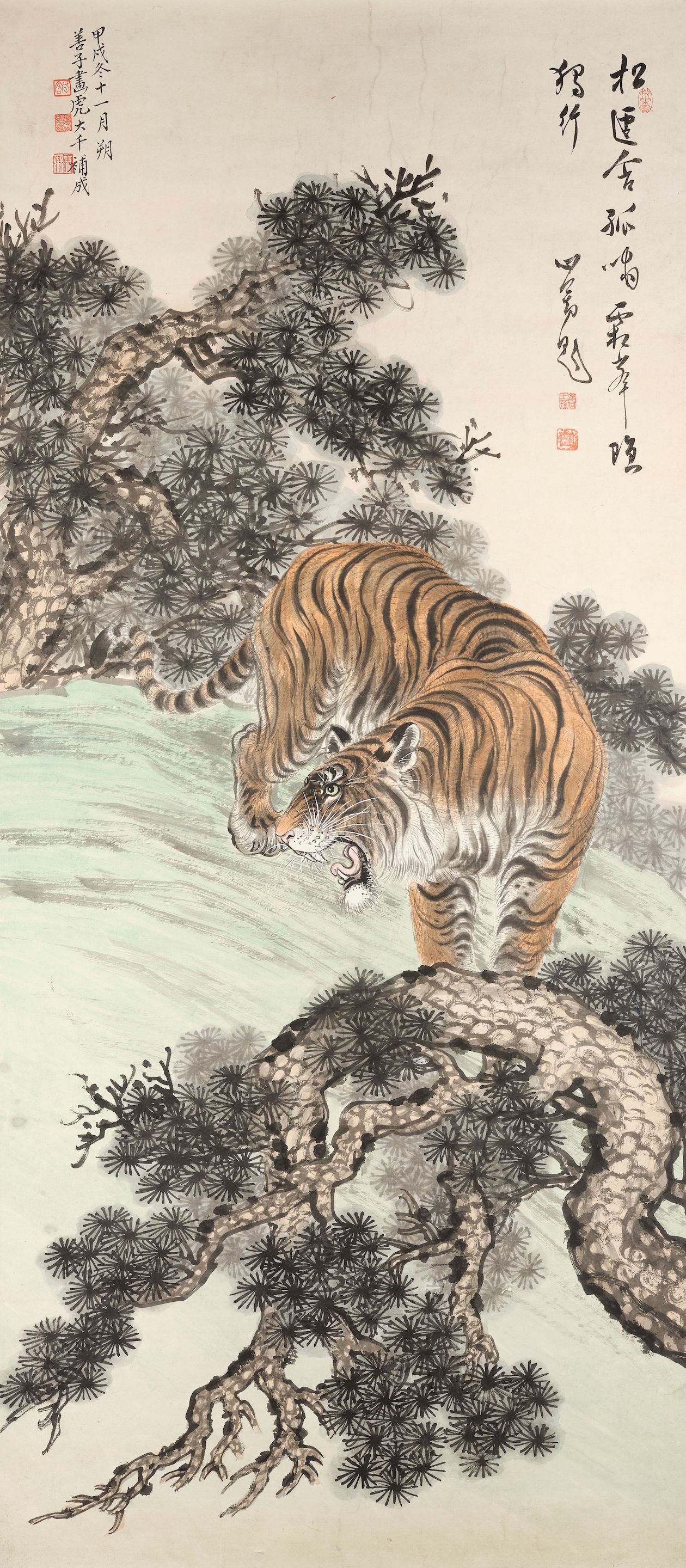 Bonhams : ZHANG SHANZI (1882-1940); ZHANG DAQIAN (1899-1983) Tiger and ...