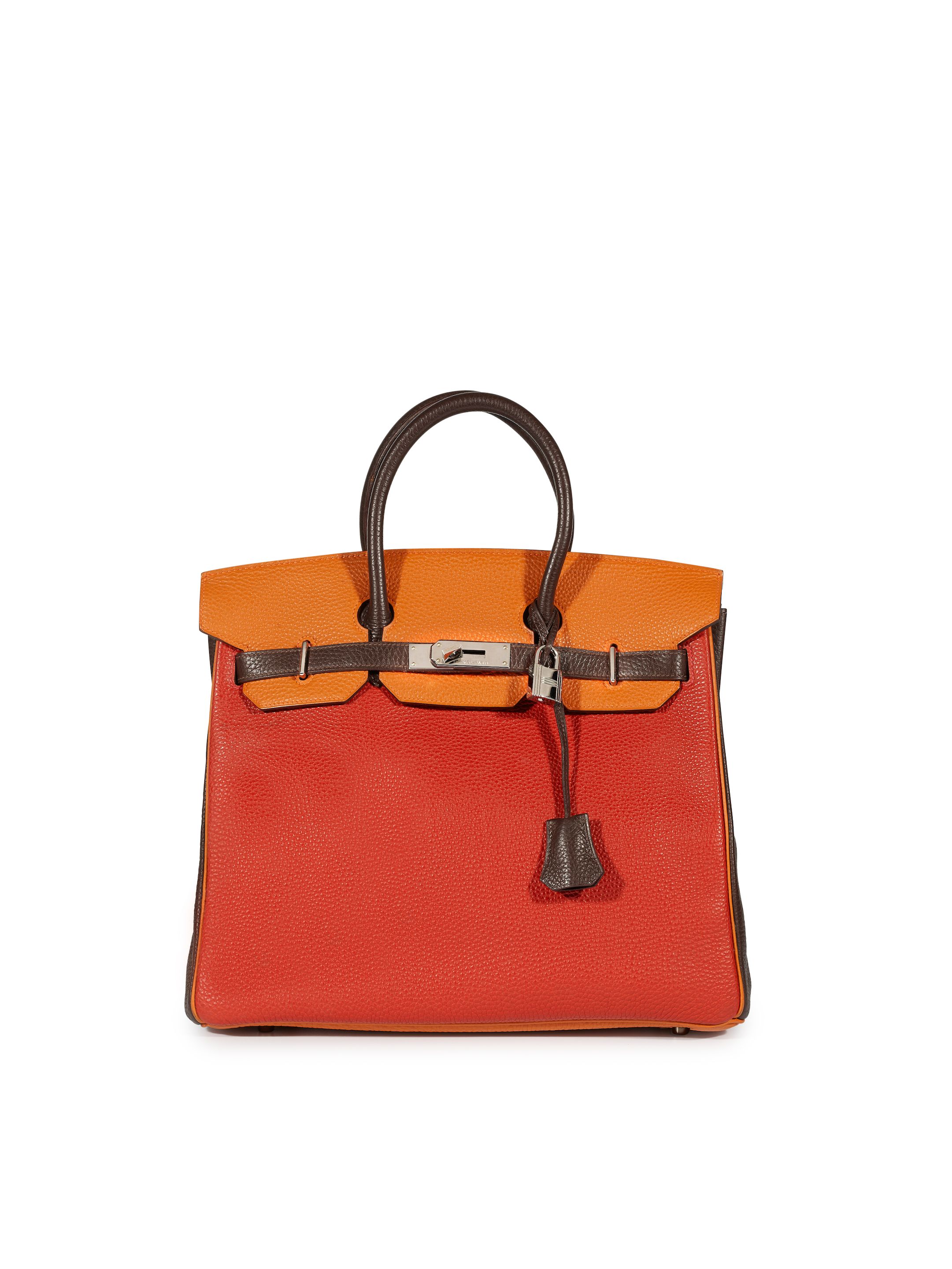 Bonhams : HERMÈS TRI-COLOR ROUGE GARANCE, CHOCOLATE & TERRE BATTUE ...