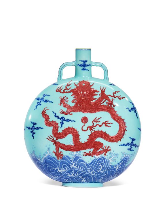 Bonhams : A MAGNIFICENT AND RARE IMPERIAL TURQUOISE-GROUND UNDERGLAZE ...