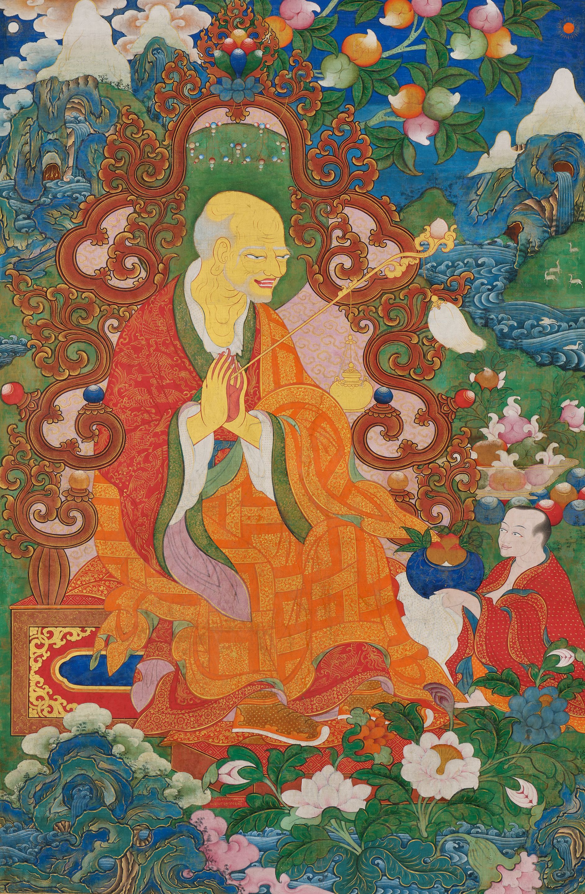 Bonhams : A THANGKA OF ARHAT ANGAJA TIBET, 18TH CENTURY