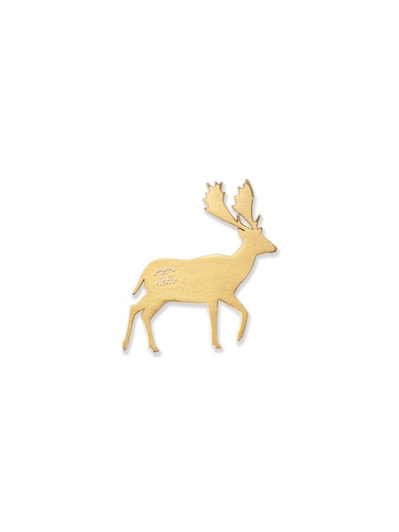 Bonhams : CHANEL: COCO MARK DEER BROOCH IN MATTE GOLD TONED (Includes ...