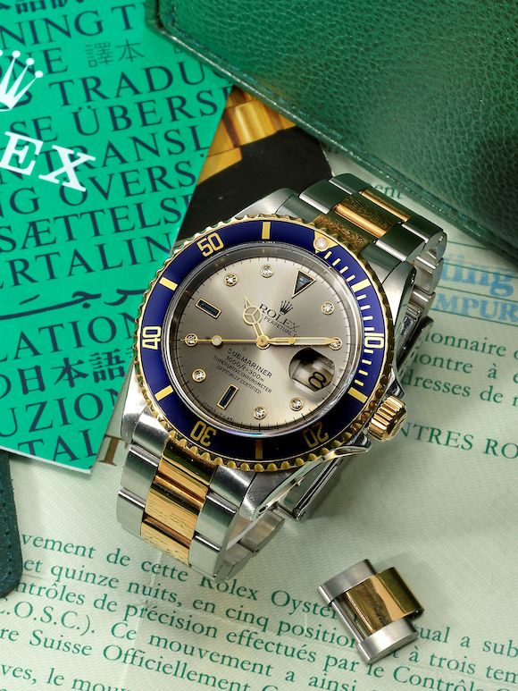 Bonhams : ROLEX | SUBMARINER - SERTI DIAL, REF.16613, A RARE STAINLESS ...