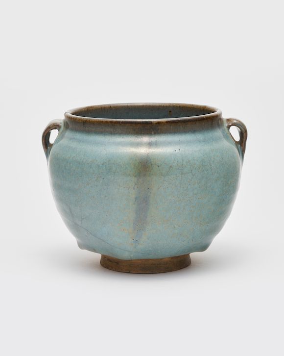 Bonhams : A jun-ware celadon glazed jar with loop handles Jin Dynasty ...