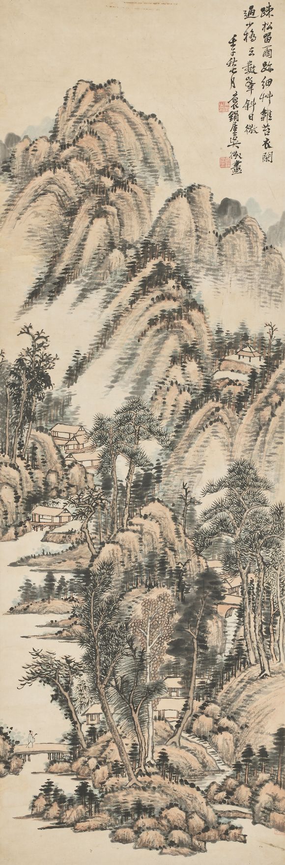 Bonhams : WU ZHENG (1878-1949) Strolling Over The Bridge