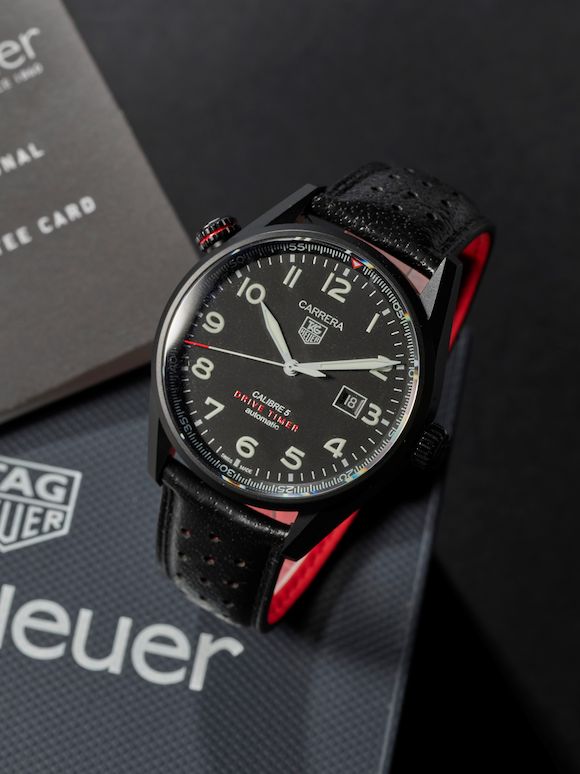 Bonhams : TAG HEUER | CARRERA DRIVE TIMER, A NEW OLD STOCK BLACK ...