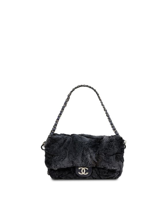 Bonhams : CHANEL: NAVY BLUE ORYLAG RABBIT FUR QUILTED SMALL SINGLE FLAP ...