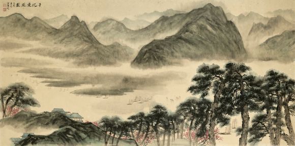 Bonhams : HE HUAISHUO (HO HUAI-SHUO, B.1941) River Landscape