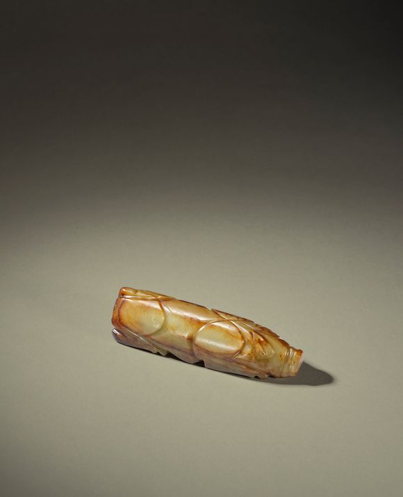Bonhams : A GREEN AND BROWN JADE CARVING OF A PIG Han Dynasty (3)