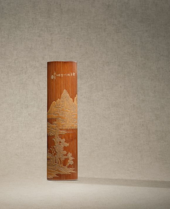 Bonhams : A SUPBERLY CARVED BAMBOO 'AIMLESS FLOW OF CLOUDS' WRIST REST ...