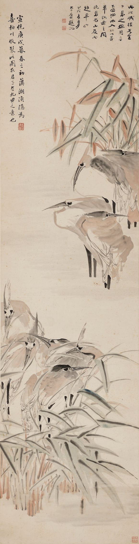 Bonhams : JIN CHENG (1878-1926) Nine Egrets, 1910