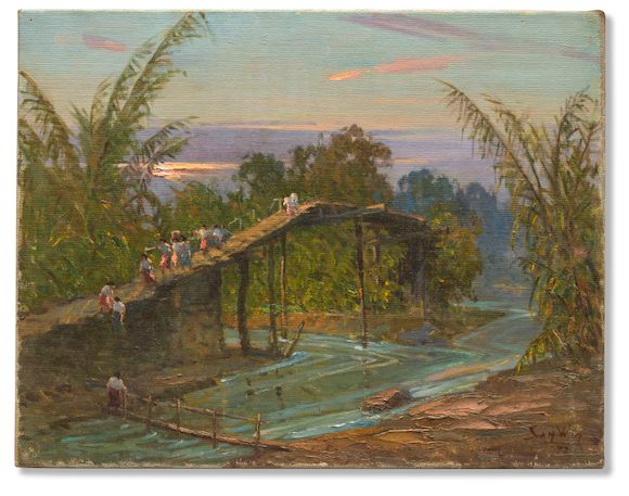 Bonhams : San Win (Burmese, 1905-1981) The Bridge