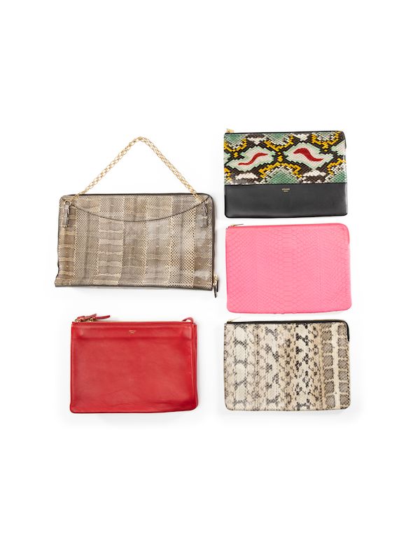 Bonhams : CÉLINE COLORFUL PYTHON POUCH CLUTCH ; PYTHON POUCH CLUTCH ...