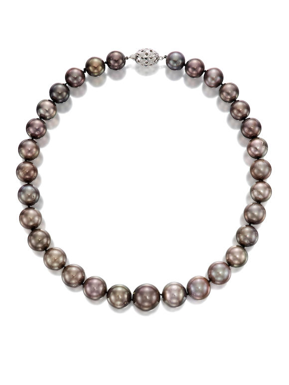 Bonhams Cultured Pearl And Diamond Necklace