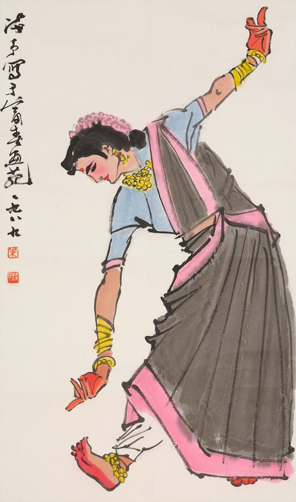 Bonhams : YE QIANYU (1907-1995) Indian Dance, 1989
