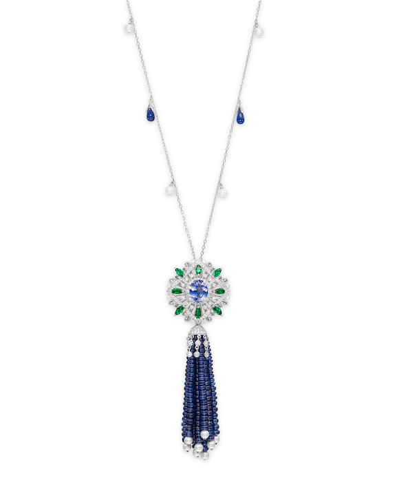 Bonhams Gem Set And Diamond Tassel Pendant Necklace