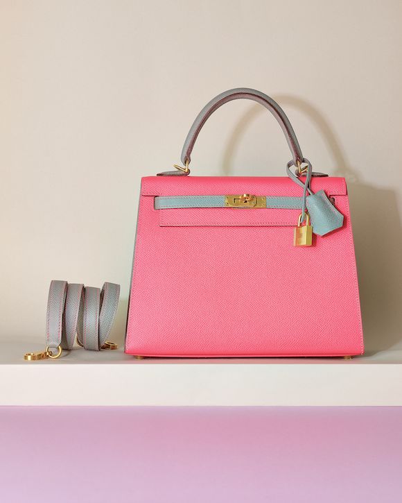 Bonhams : HERMÈS CUSTOM MADE ROSE AZALEE AND GRIS MOUETTE EPSOM SELLIER ...