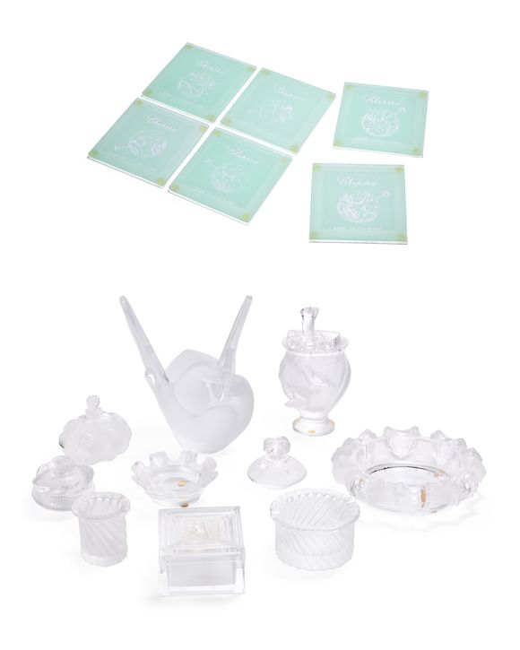 Bonhams : [NO RESERVE] LALIQUE: A SET OF CRYSTAL DECORATIVE AND PERFUME ...