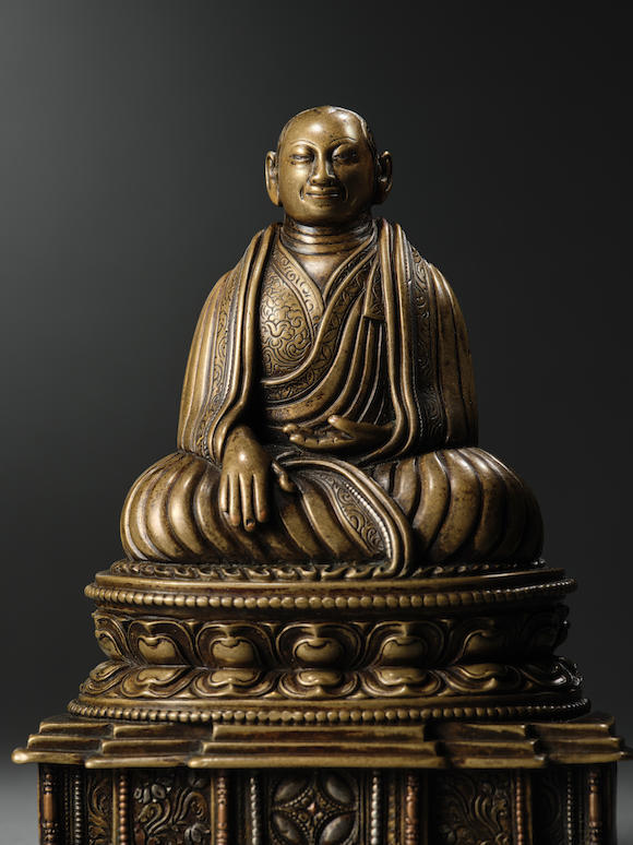 Bonhams A Silver And Copper Inlaid Brass Figure Of An Enthroned Kagyu