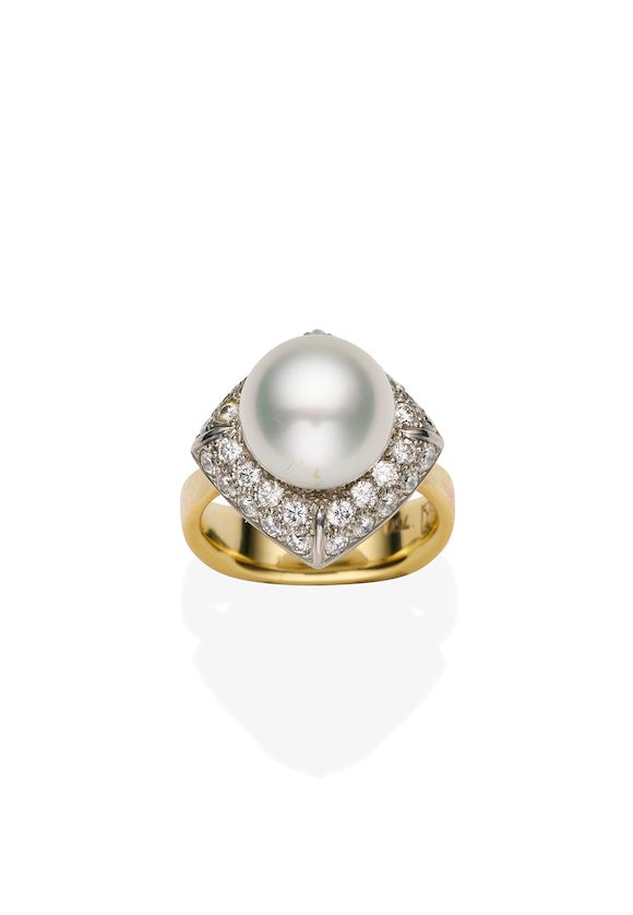 Bonhams : KAILIS CULTURED PEARL AND DIAMOND RING