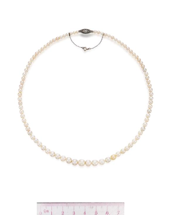 Bonhams Natural Pearl And Diamond Necklace