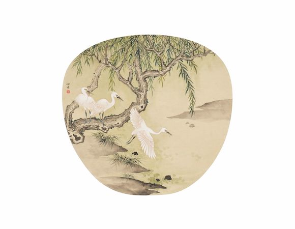 Bonhams : YU ZHONGLIN (YU CHUNG-LIN, 1925-1985) Willow and Egrets