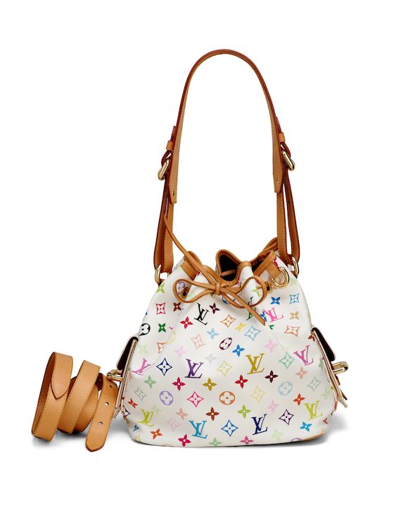 Bonhams : LOUIS VUITTON: WHITE CANVAS MULTI COLOURED MONOGRAM NOE ...