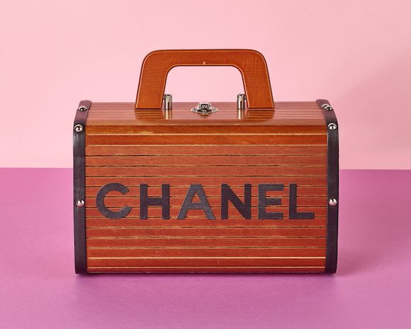Bonhams : CHANEL: BROWN WOODEN CC LOGO VANITY BOX CHANEL BAG WITH ...