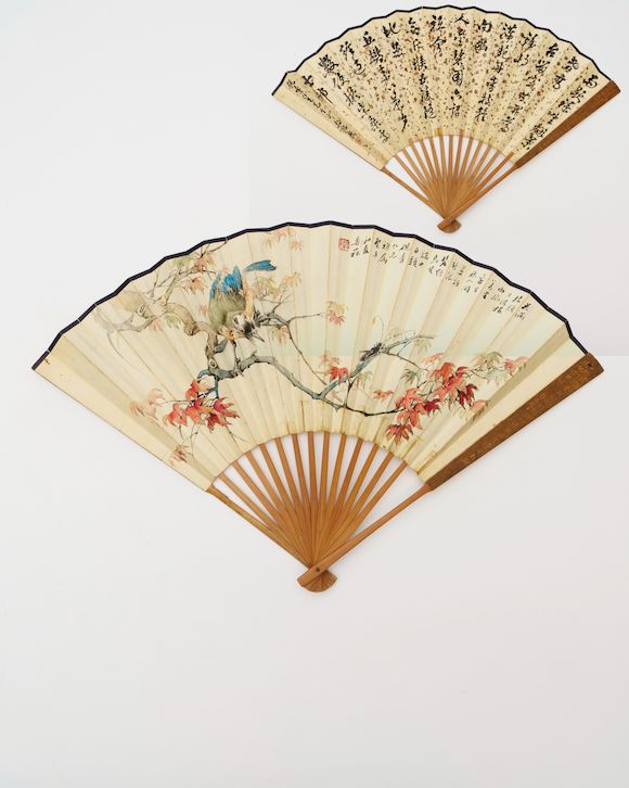 Bonhams : Wei Shousong and Yang Shaoyan (20th century) Bird and Calligraphy