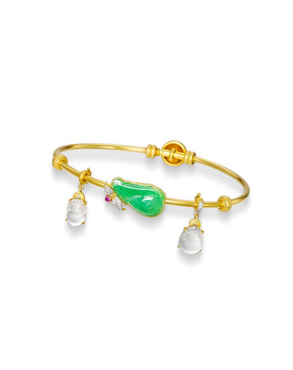 Bonhams : JADEITE, DIAMOND AND GEM-SET BANGLE