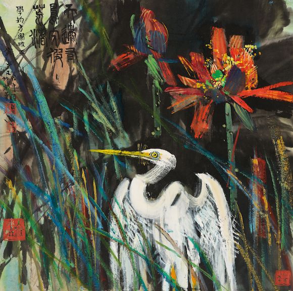Bonhams : HUANG YONGYU (1924-2023) Lotus and Bird, 1978