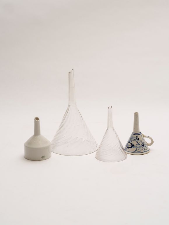 Bonhams : A group of porcelain and glass wine funnels English 18th ...