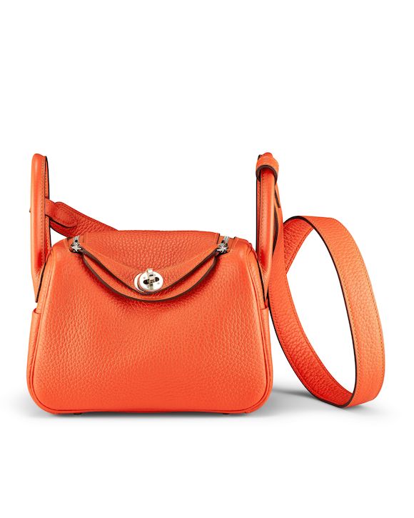 Bonhams : HERMÈS: ORANGE POPPY CLEMENCE MINI LINDY WITH PALLADIUM ...