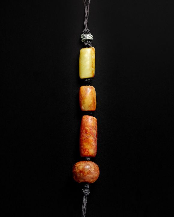 Bonhams : A STRING OF FOUR JADE ORNAMENTS Neolithic Period (5)