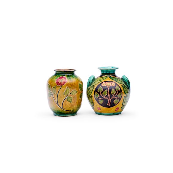 Bonhams : Two Red Earthenware Vases, Della Robbia one decorated by John ...