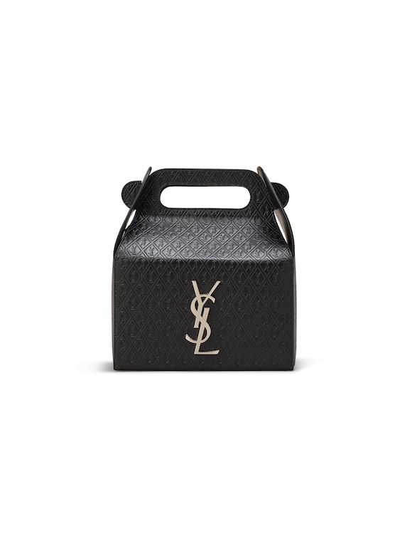 Bonhams : SAINT LAURENT: BLACK CALFSKIN MONOGRAM TAKE AWAY BOX WITH YSL ...