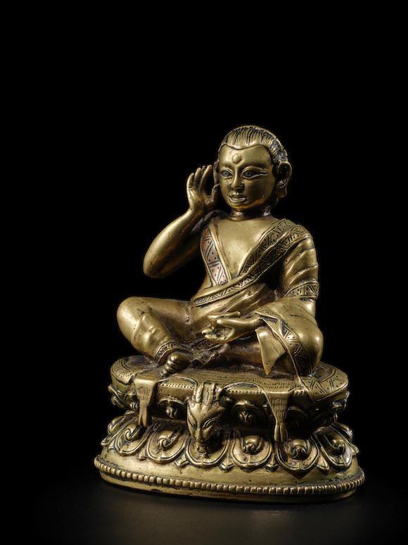 Bonhams A Silver And Copper Inlaid Brass Figure Of Milarepa Tibet