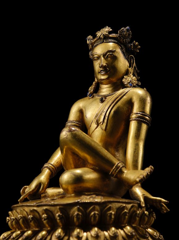Bonhams : A GILT COPPER ALLOY FIGURE OF AVADHUTIPA TIBET, 15TH/16TH CENTURY