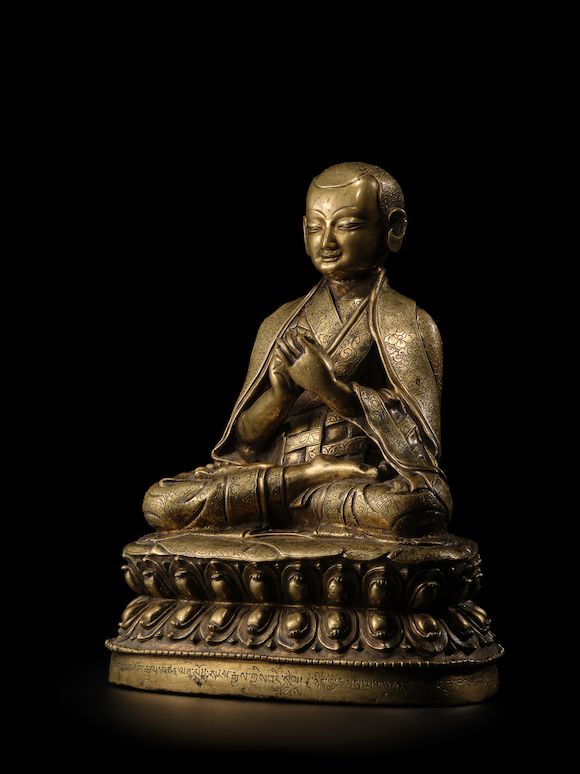 Bonhams : A BRASS FIGURE OF MUCHEN SEMPA CHENPO KONCHOG GYALTSEN ...
