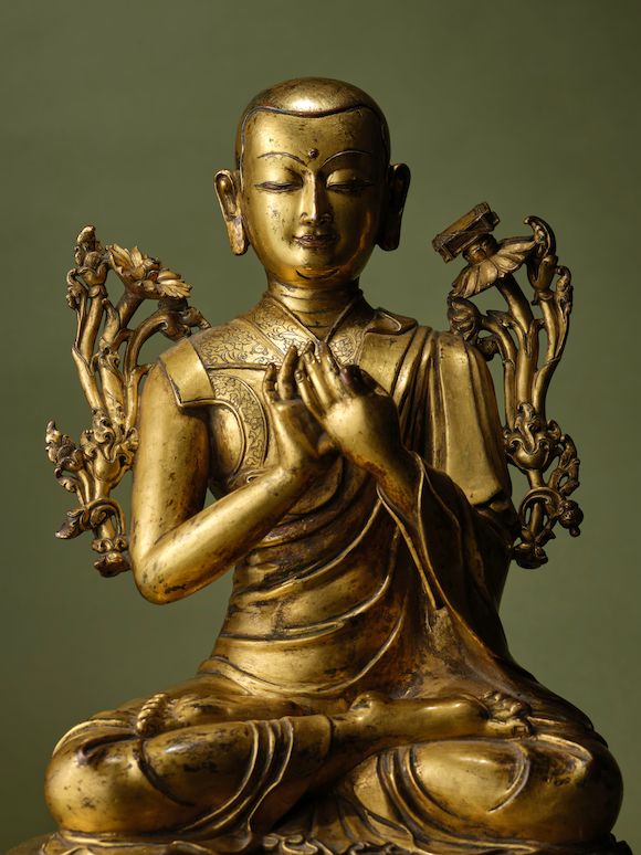 Bonhams : A GILT COPPER ALLOY FIGURE OF SAKYA PANDITA TIBET, CIRCA 1480-90