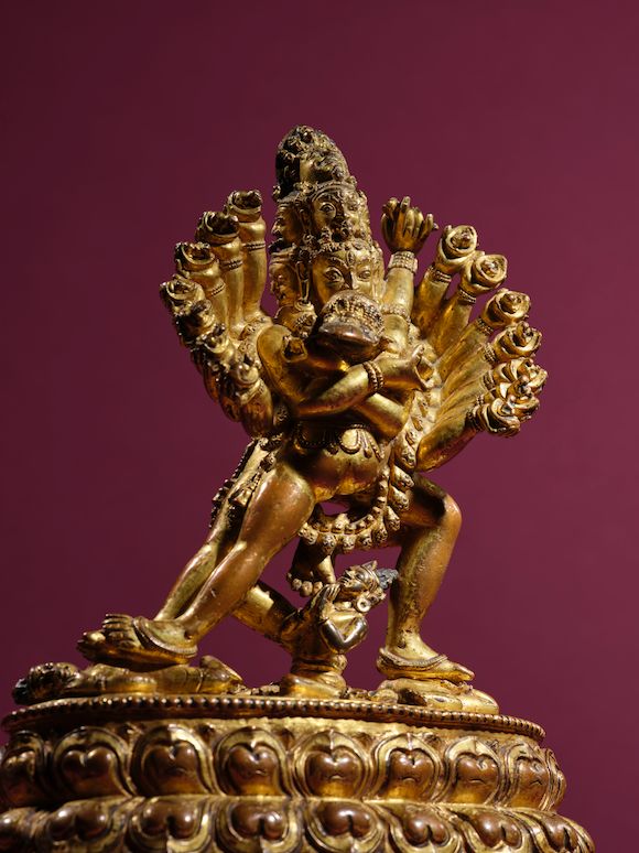 Bonhams : A GILT COPPER ALLOY FIGURE OF HEVAJRA KHASA MALLA, CIRCA 1300 ...