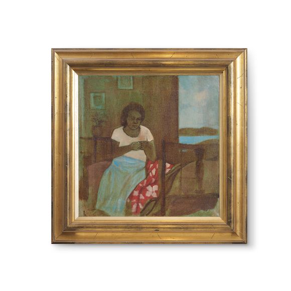 Bonhams : Ray Crooke (1922-2015) Woman Sewing Study