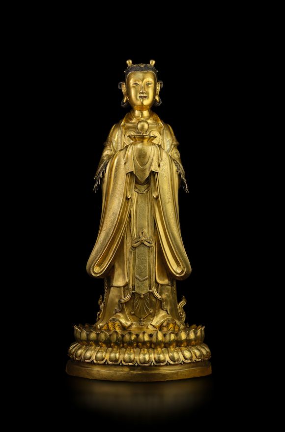 Bonhams : AN IMPORTANT MASSIVE IMPERIAL GILT COPPER-ALLOY FIGURE OF ...