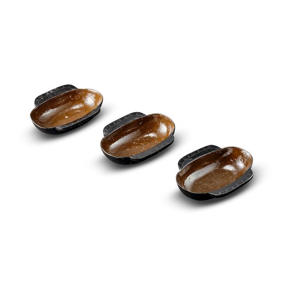 Bonhams : THREE BROWN LACQUER 'EAR' CUPS Han Dynasty (3)