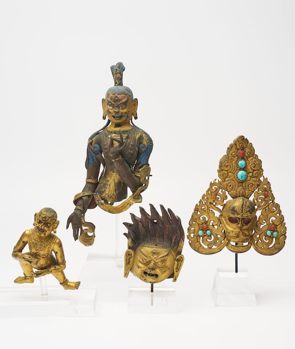 Bonhams : A gilt copper alloy repoussé torso, crown and head of a ...