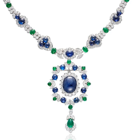 Bonhams : SAPPHIRE, GEM-SET AND DIAMOND PENDANT NECKLACE