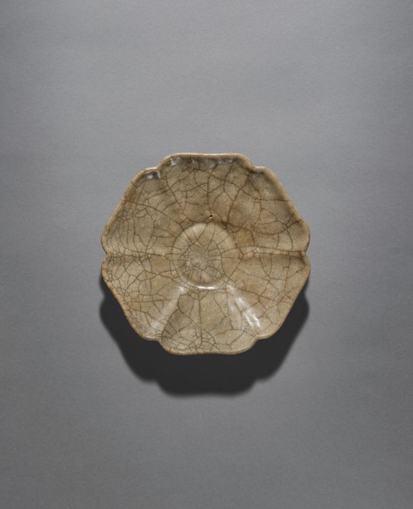 Bonhams : AN EXTREMELY RARE GE HEXAFOLIATE 'MALLOW' DISH Southern Song ...
